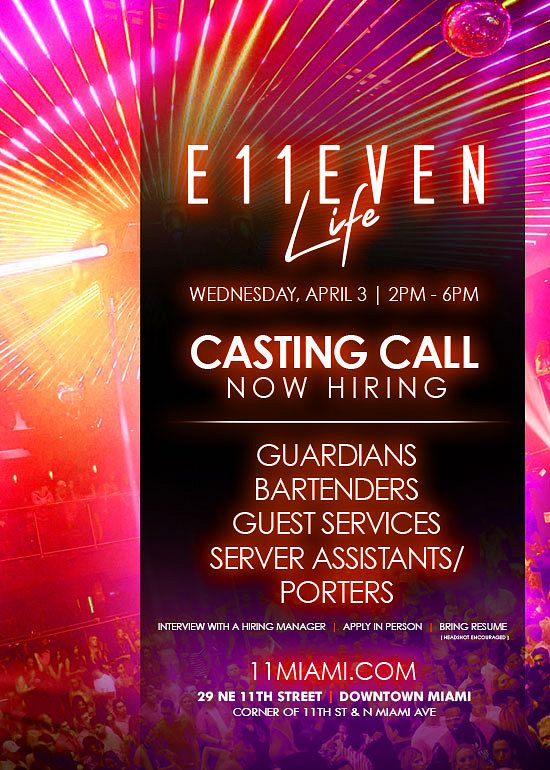 CASTING CALL Tickets at E11EVEN Miami in Miami by 11 Miami | Tixr