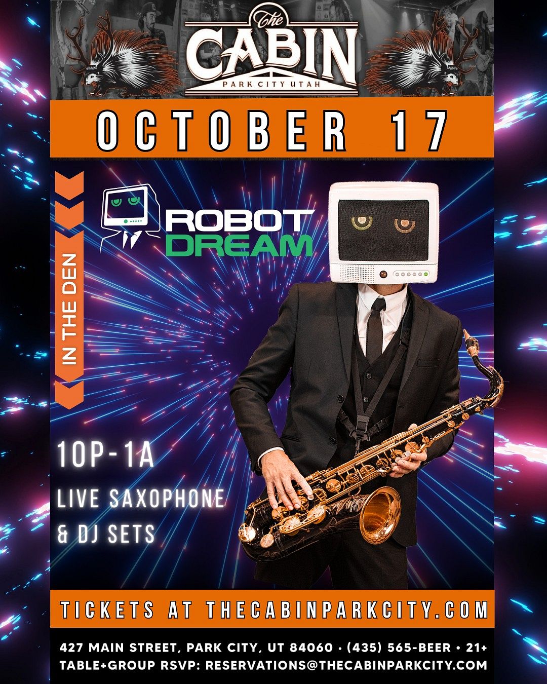 Robot Dream Tickets at The Cabin in Park City by The Cabin Park City | Tixr