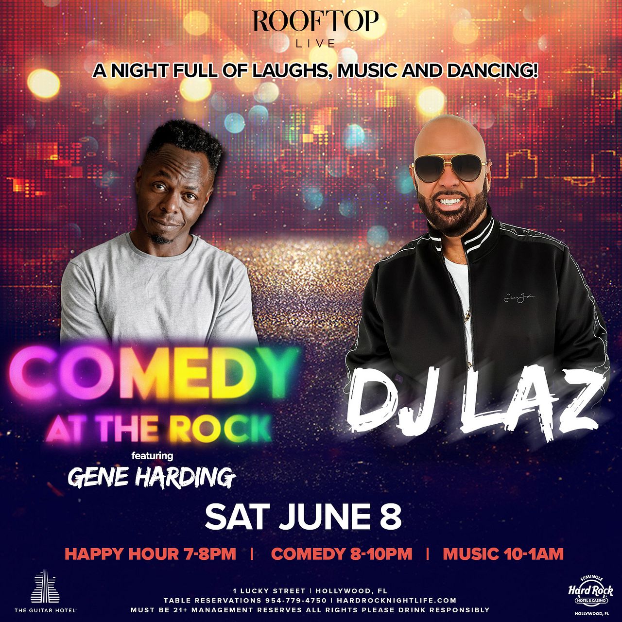 Comedy + DJ Laz | Rooftop Live- Hard Rock Holly Tickets at Rooftop Live ...