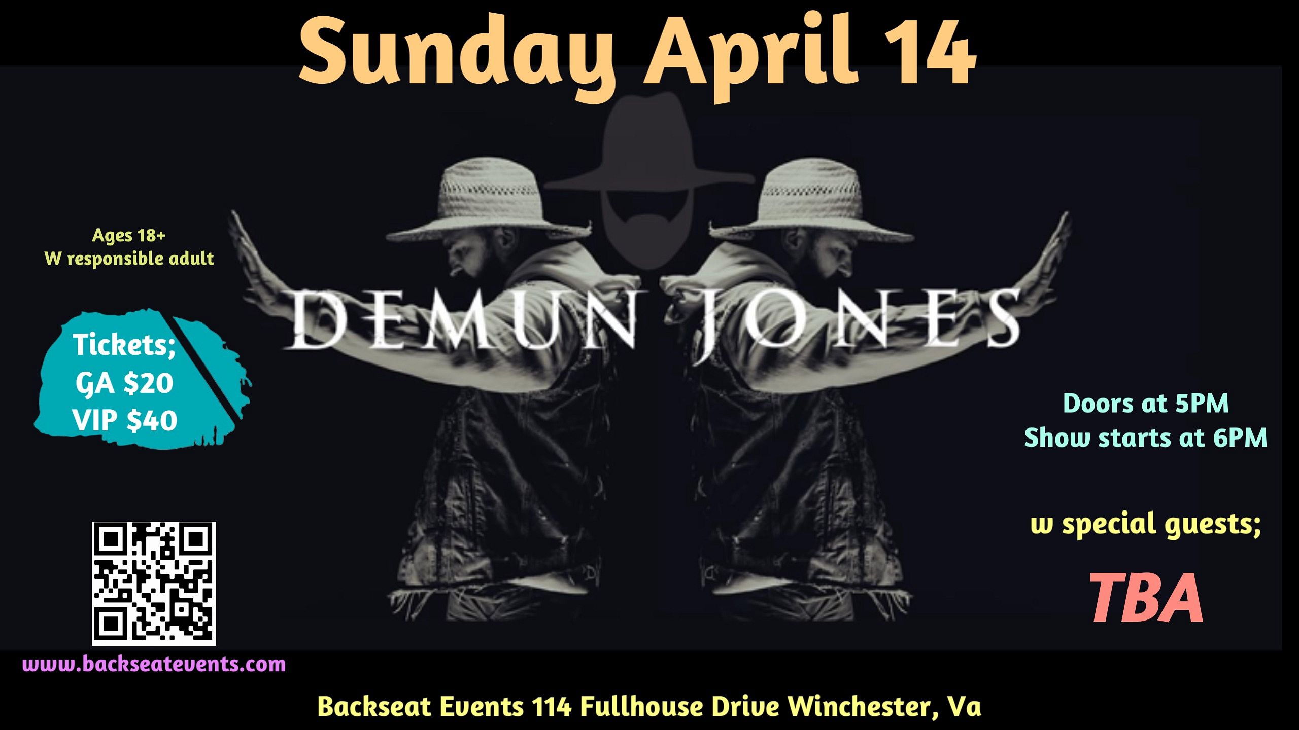 Demun Jones Tickets at Backseat Events in Winchester by Backseat | Tixr