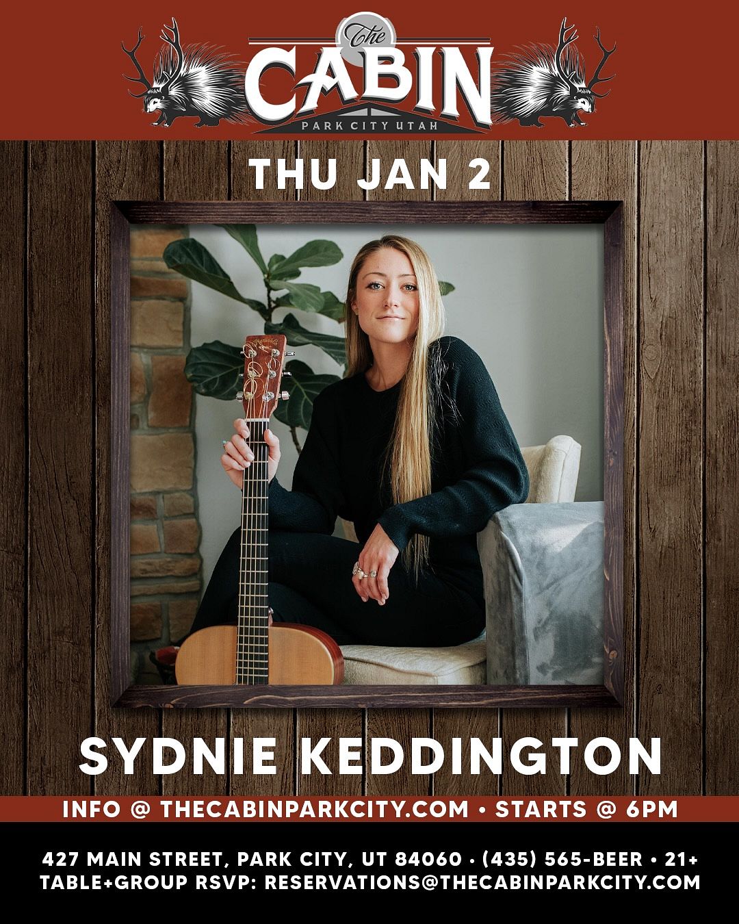 Sydnie Keddington Tickets at The Cabin in Park City by The Cabin Park ...