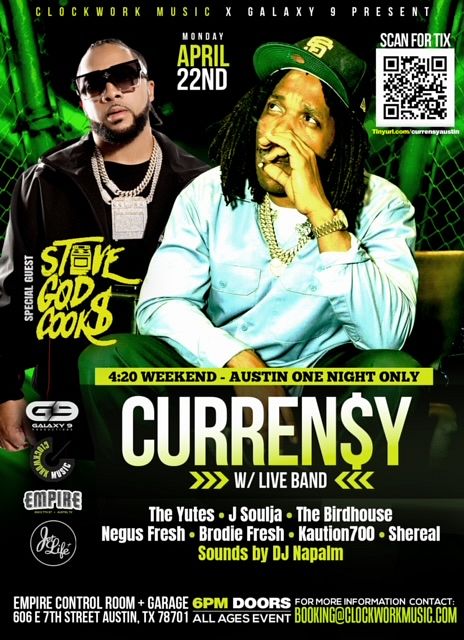 CURREN$Y w/ STOVE GOD COOKS Austin Texas April 22 Tickets at Empire ATX ...