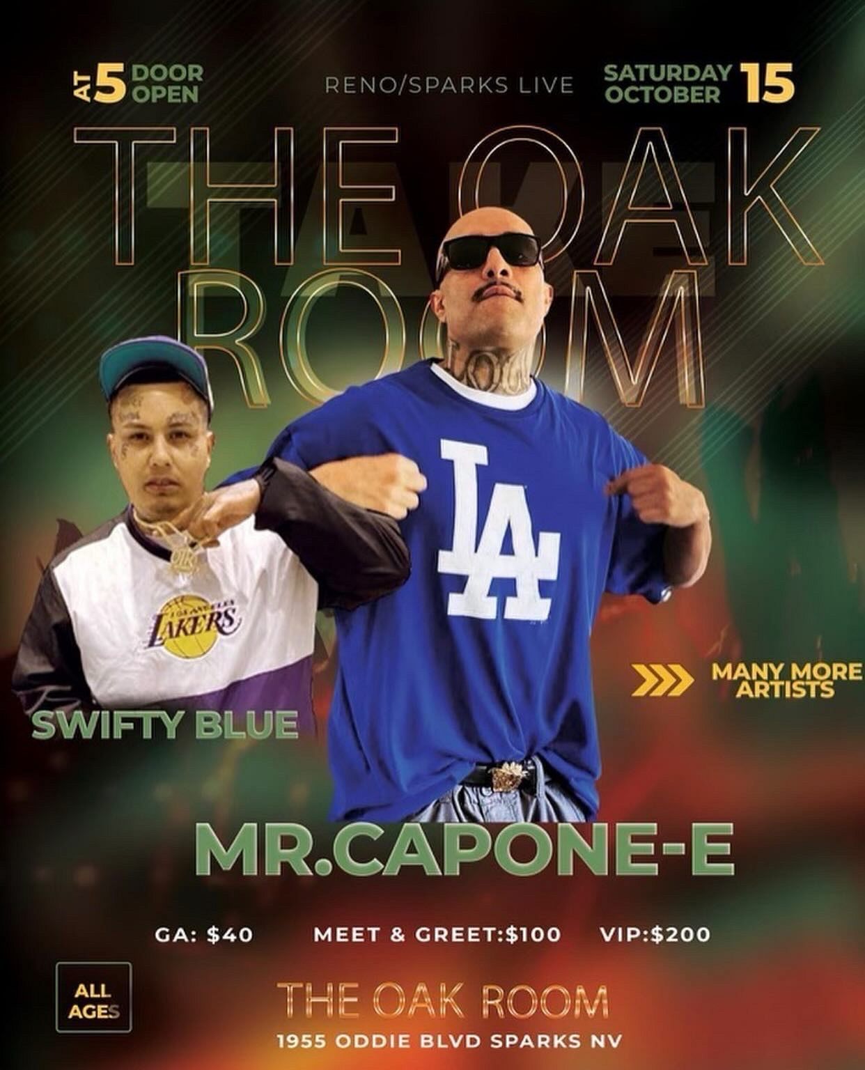 Mr Capone Live Tickets at Oak Room Lounge in Sparks by Oakroom Lounge ...