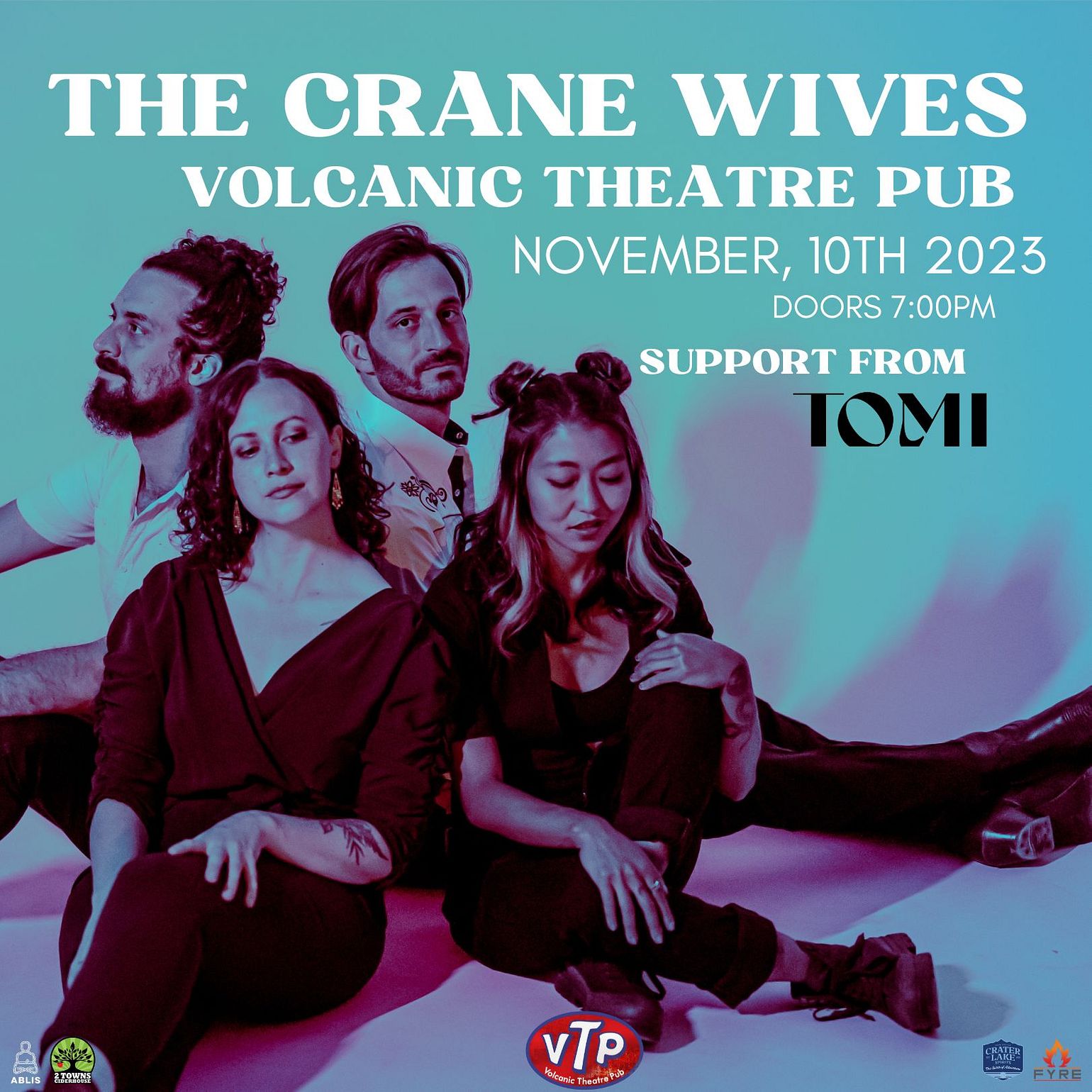 The Crane Wives and TOMI Tickets at Volcanic Theater Pub in Bend by Volcanic Theatre Pub | Tixr