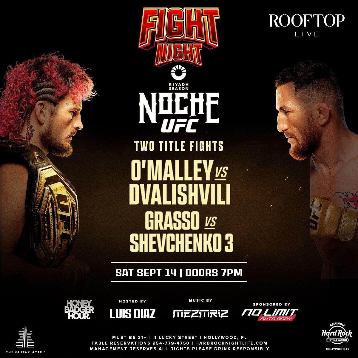Fight Night | Rooftop Live - Hard Rock Holly Tickets at Rooftop Live in ...