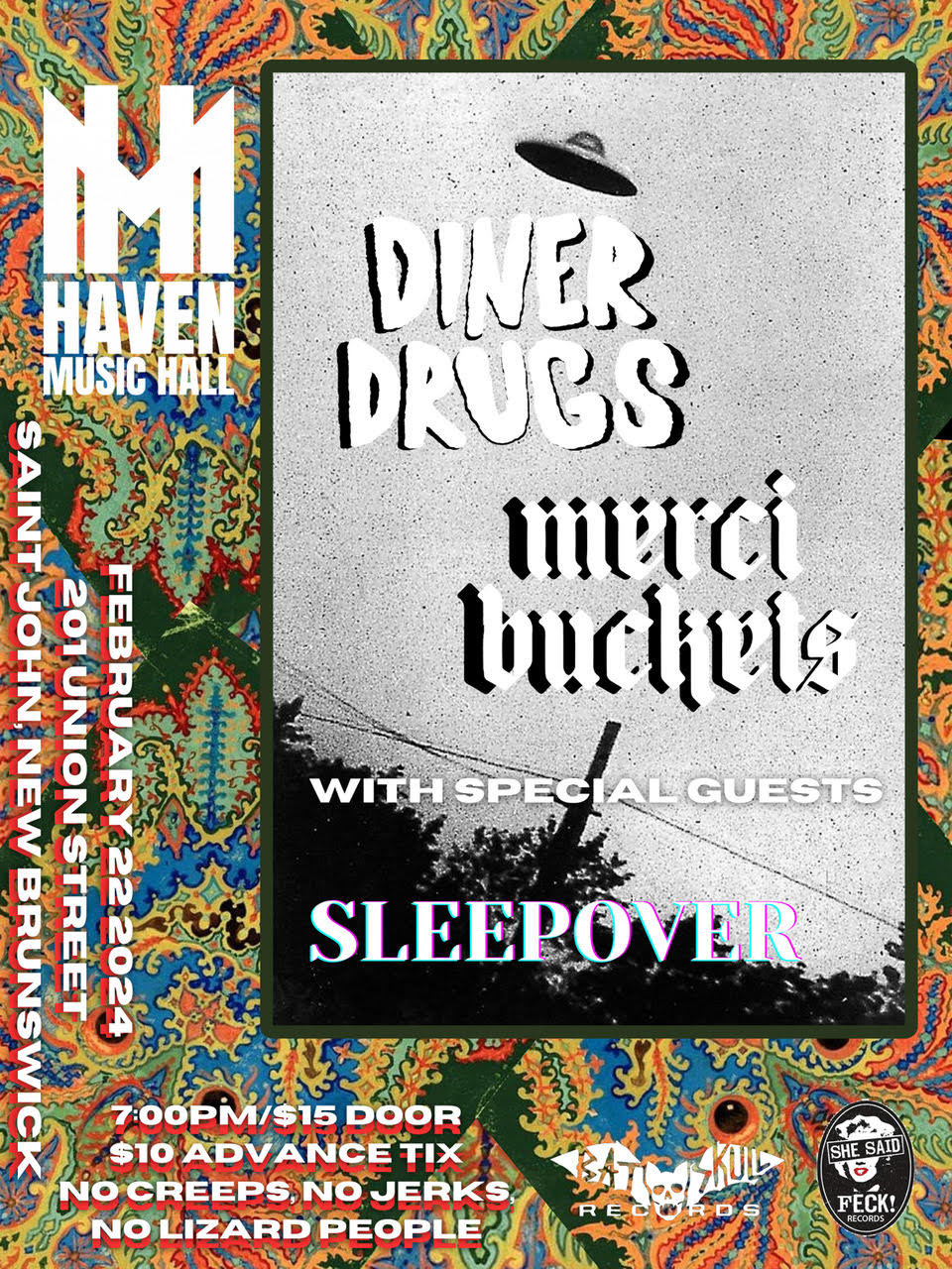 Diner Drugs/Merci Buckets/Sleepover Tickets at Haven Music Hall in ...
