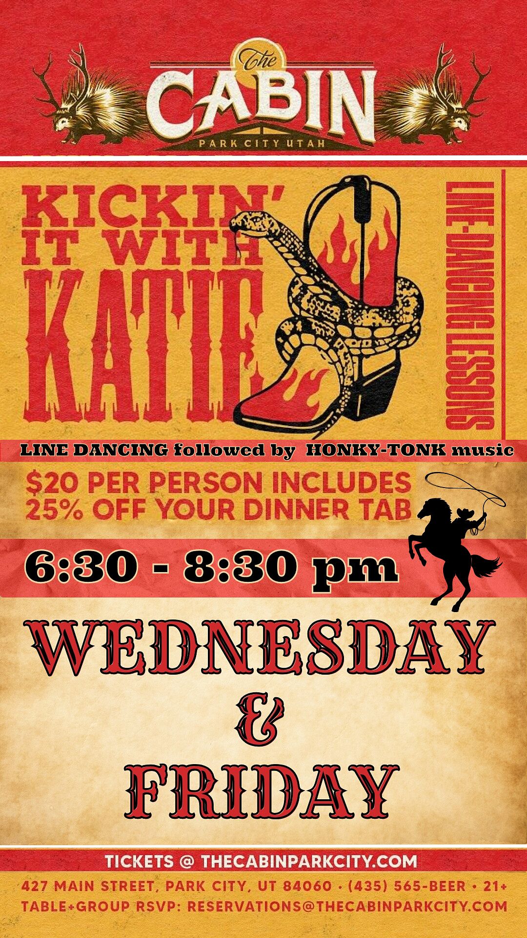 Line Dancing Lessons Tickets at The Cabin in Park City by The Cabin ...