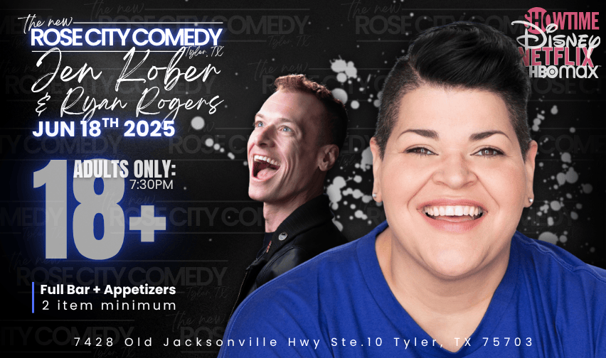 JEN KOBER & RYAN ROGERS Tickets at Rose City Comedy in Tyler by Rose City Comedy Club | Tixr