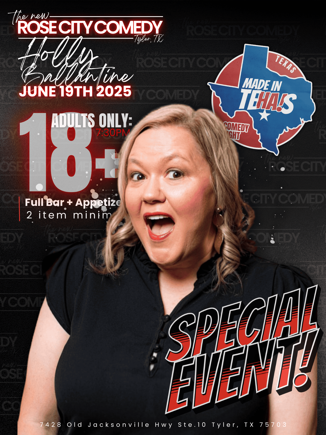 HOLLY BALLANTINE Tickets at Rose City Comedy in Tyler by Rose City ...