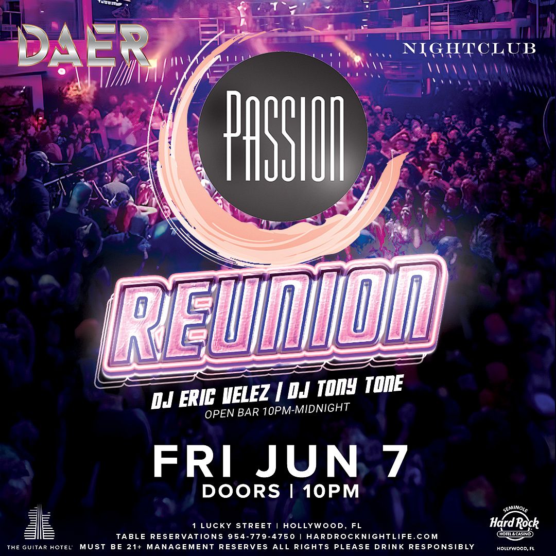 Passion Reunion | DAER Nightclub Tickets at DAER Nightclub South ...