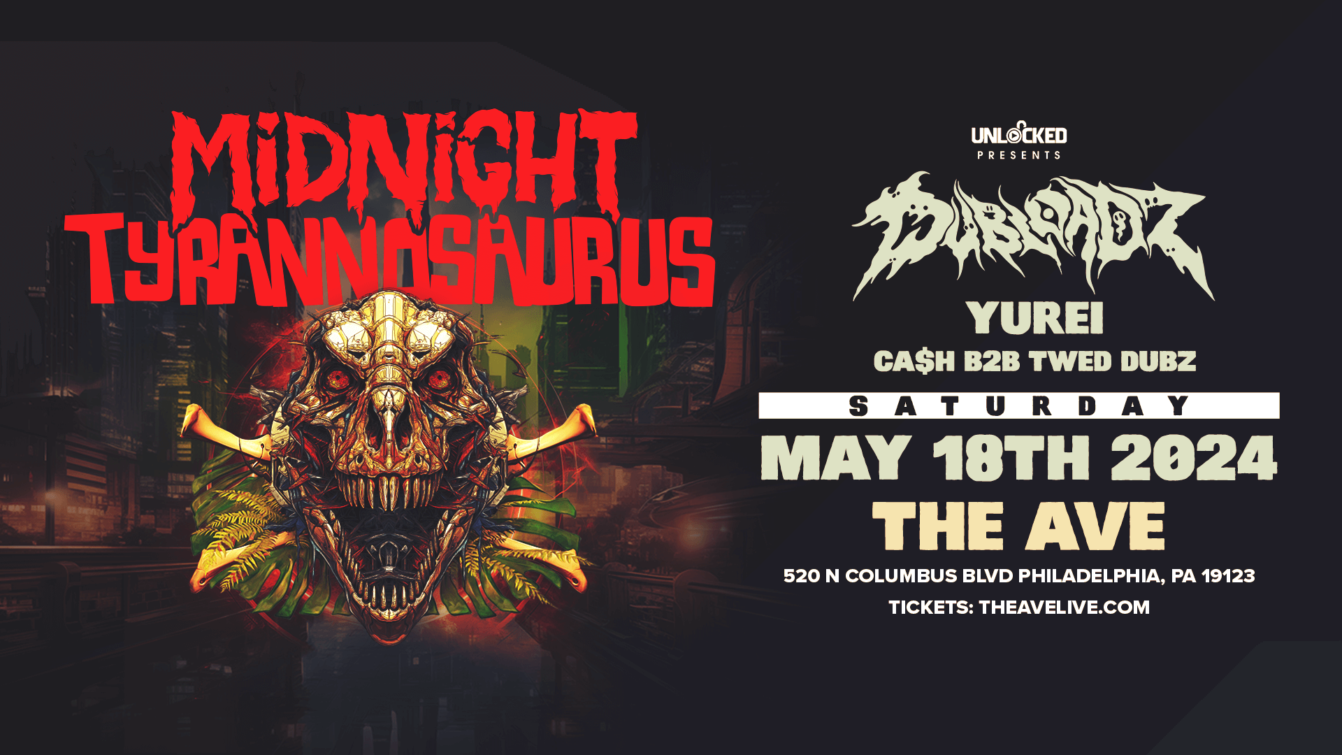 Midnight Tyrannosaurus Tickets at The Ave Live in Philadelphia by ...