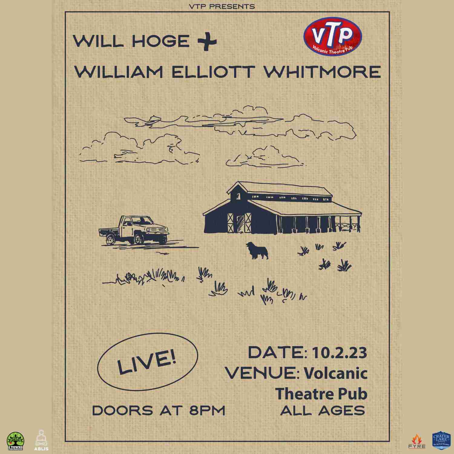 Will Hoge & William Elliot Whitmore Tickets at Volcanic Theater Pub in ...