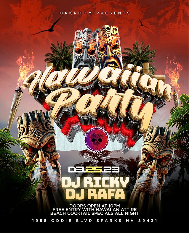Hawaiian Theme Party Tickets at Oak Room Lounge in Sparks by Oakroom ...