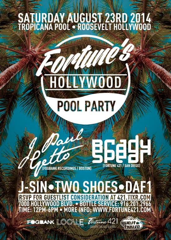 Fortune's Hollywood Pool Party Tickets at The Tropicana Pool at the ...