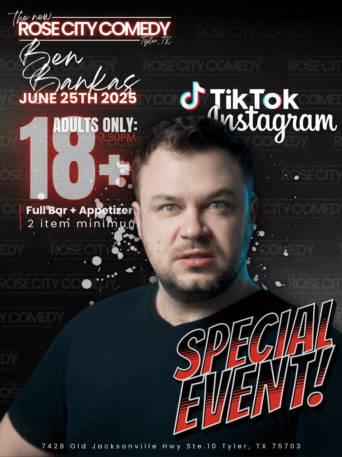 BEN BANKAS Tickets at Rose City Comedy in Tyler by Rose City Comedy ...