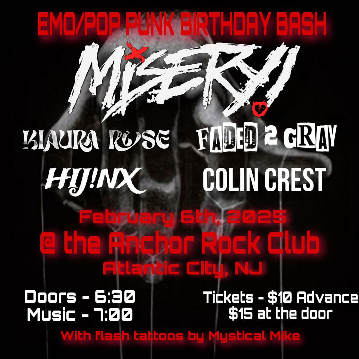 Misery! Tickets at Anchor Rock Club in Atlantic City by Anchor Rock Club | Tixr
