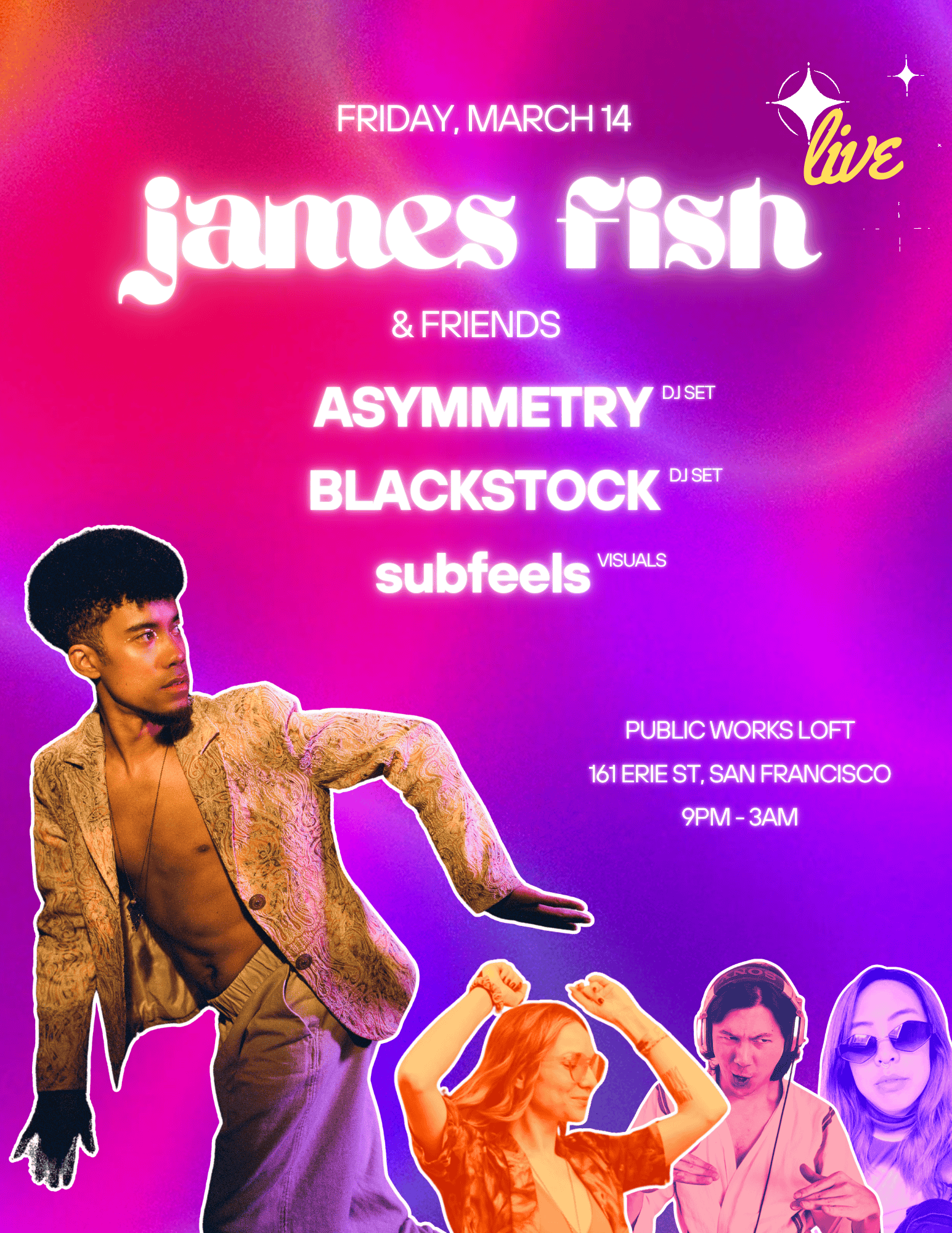 James Fish (Live) & Friends: Asymmetry, Blackstock, visuals by subfeels ...