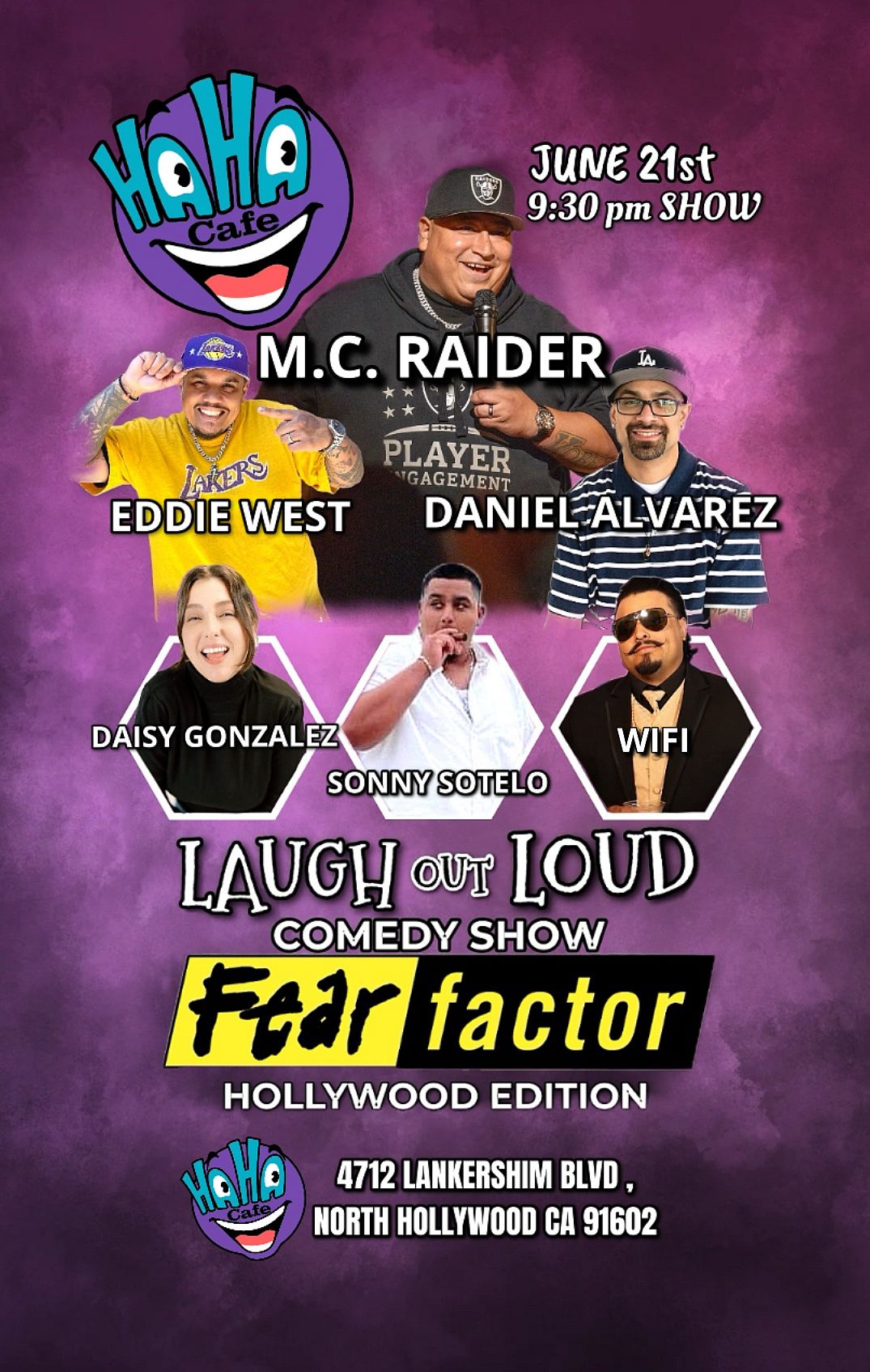 LAUGH OUT LOUD FEAR FACTOR Tickets at Ha Ha Comedy Club in Los Angeles ...