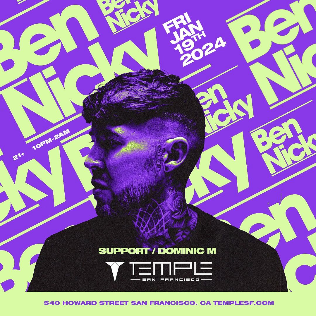 Ben Nicky Tickets at Temple San Francisco in SF by Temple Nightclub San ...
