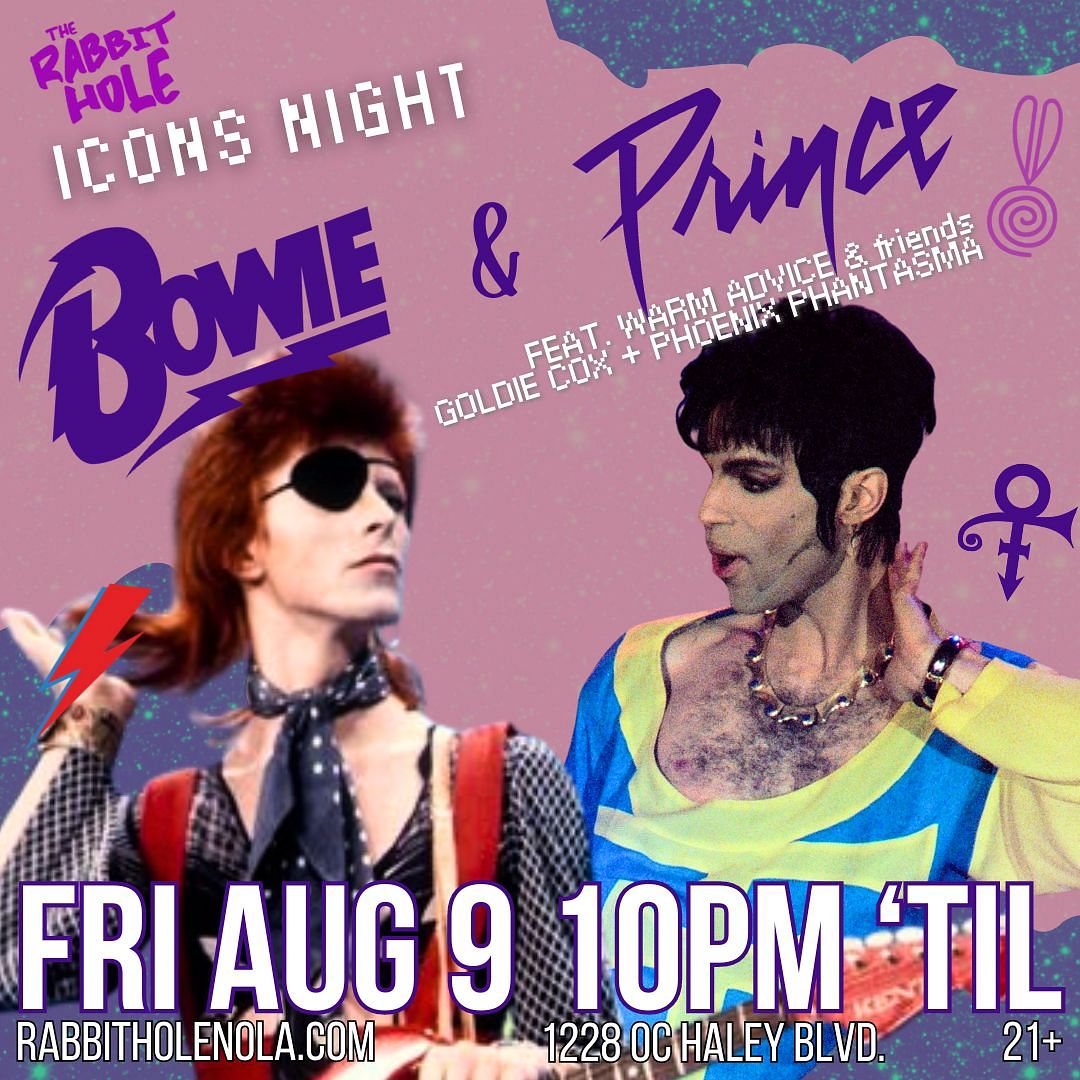 Icons Night: Bowie & Prince Tickets at The Rabbit Hole in New Orleans by The Rabbit Hole | Tixr