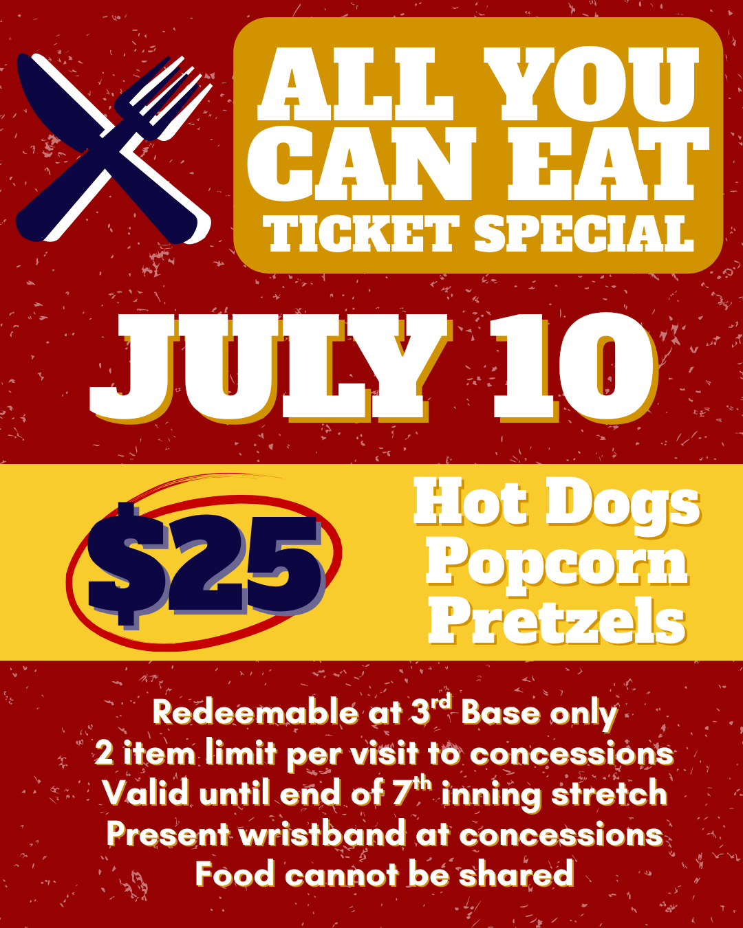 All-You-Can-Eat Ticket 7/10 Tickets at La Moderna Field in Cleburne by ...