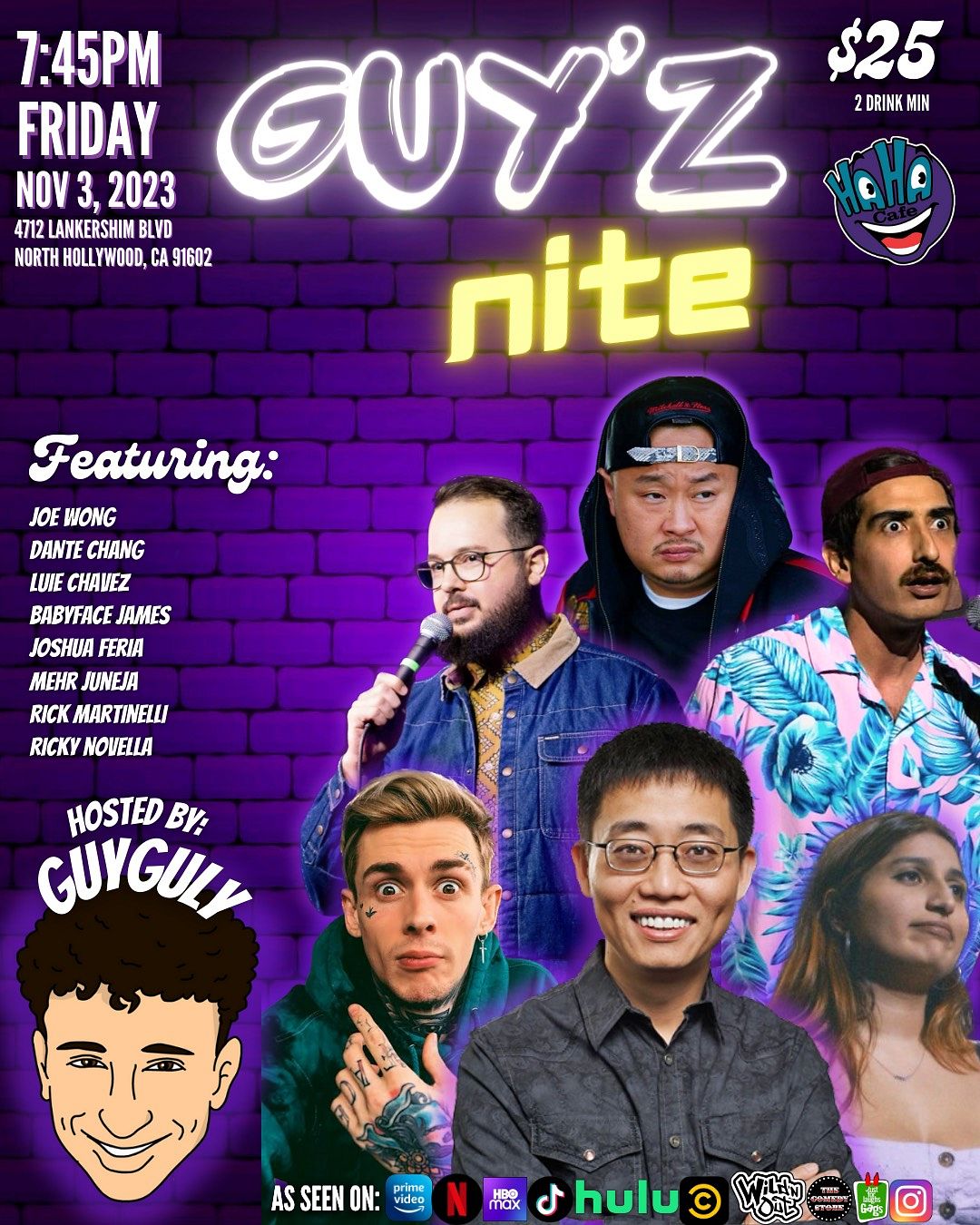 Guyz Nite Tickets at Ha Ha Comedy Club in Los Angeles by Haha Comedy ...