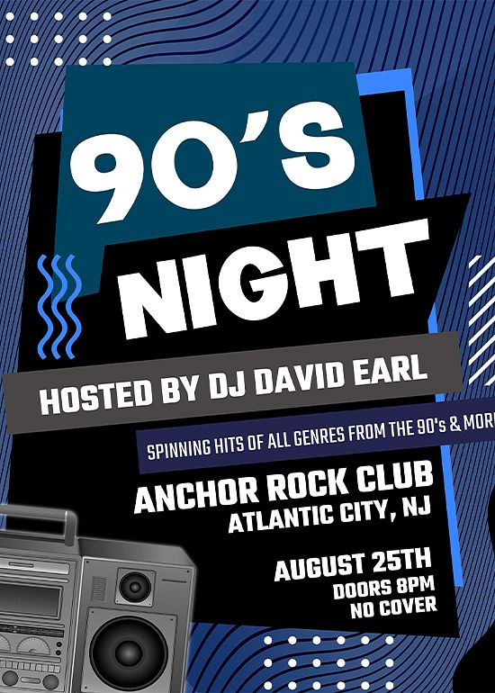 90's Night - Hosted By David Earl - FREE TO ENTER Tickets at Anchor ...