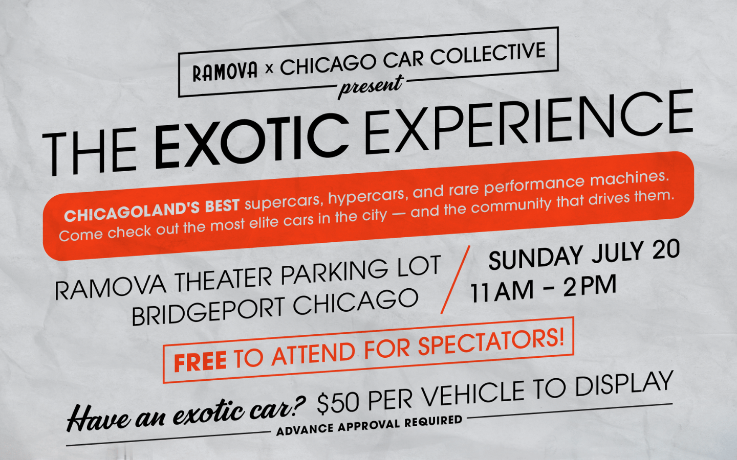 Chicago Car Collective: The Exotic Experience Tickets at Ramova Beer ...