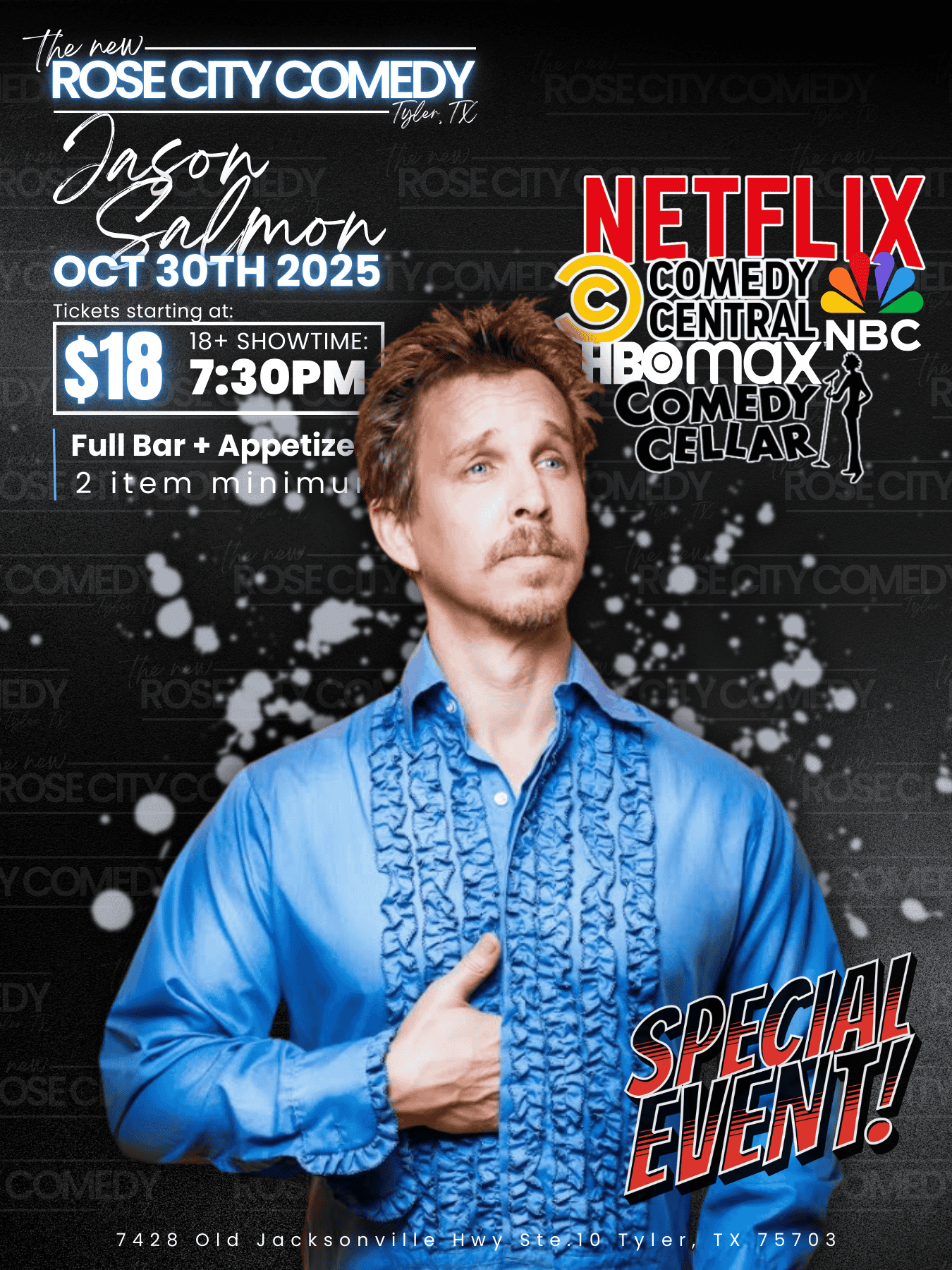 JASON SALMON Tickets at Rose City Comedy in Tyler by Rose City Comedy ...