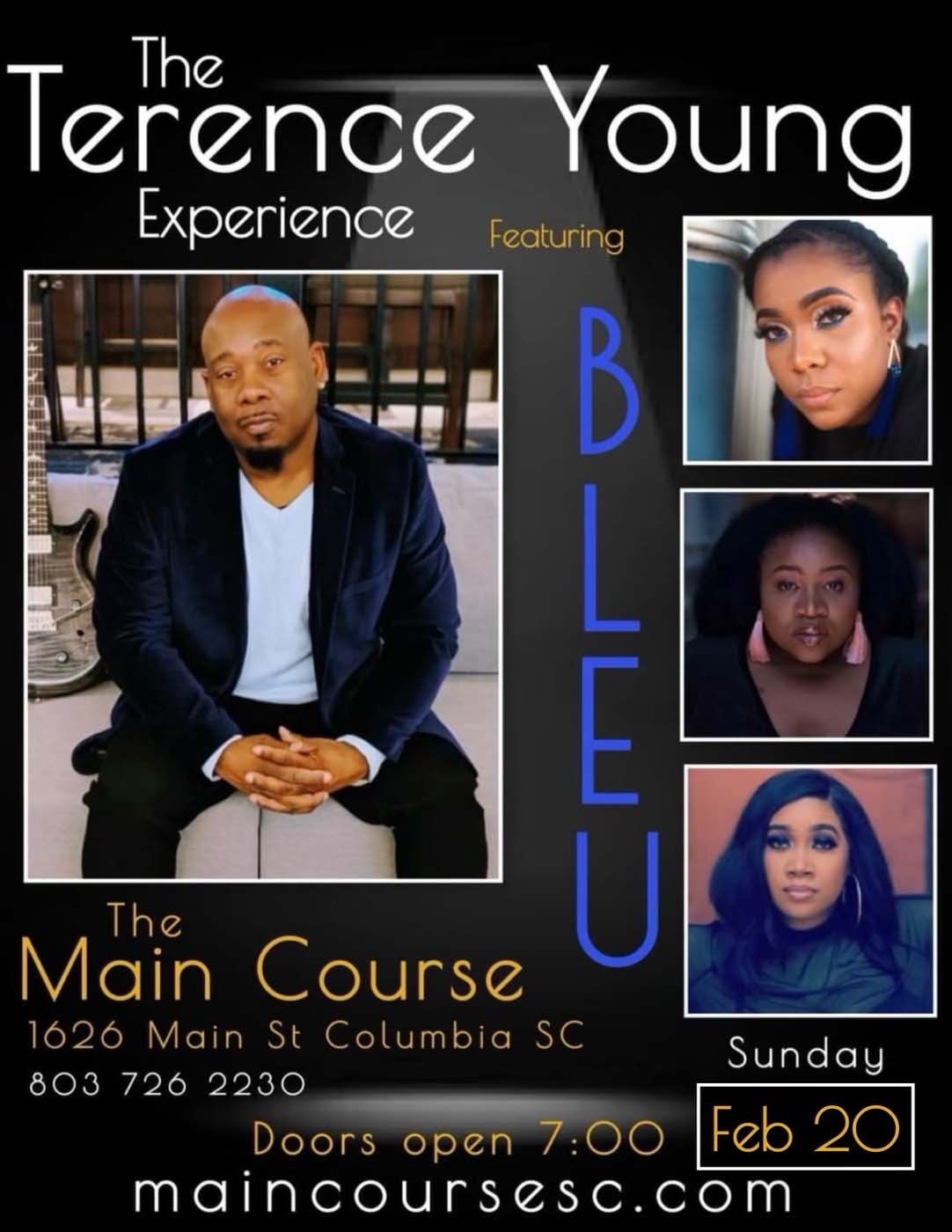 The Terence Young Experience Tickets at Main Stage @ Main Course Table Seating in Columbia by ...