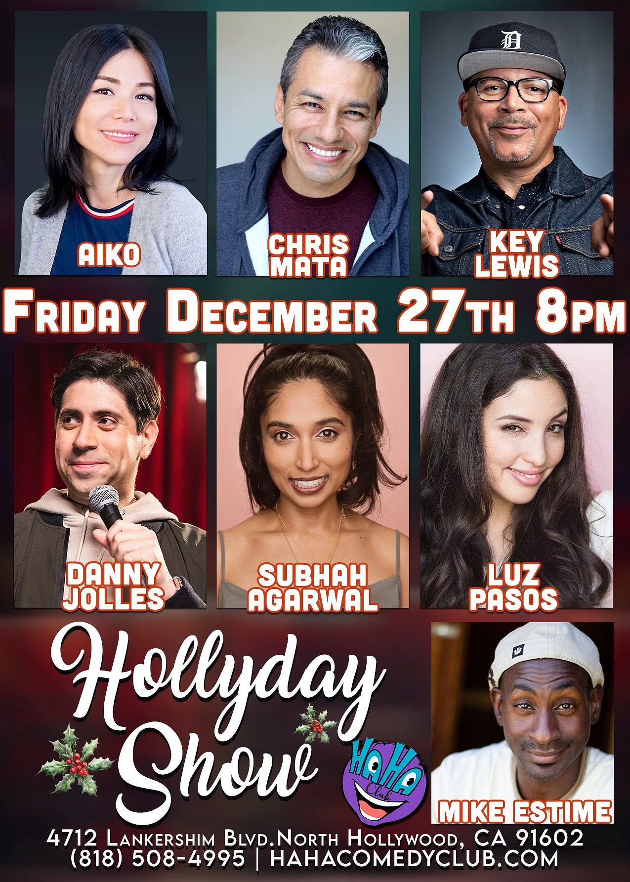 Friday Night Holiday Comedy Tickets at Ha Ha Comedy Club in Los Angeles by Haha Comedy Club | Tixr