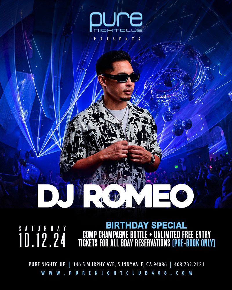 DJ Romeo Tickets at Pure Nightclub in Sunnyvale by Pure Nightclub | Tixr