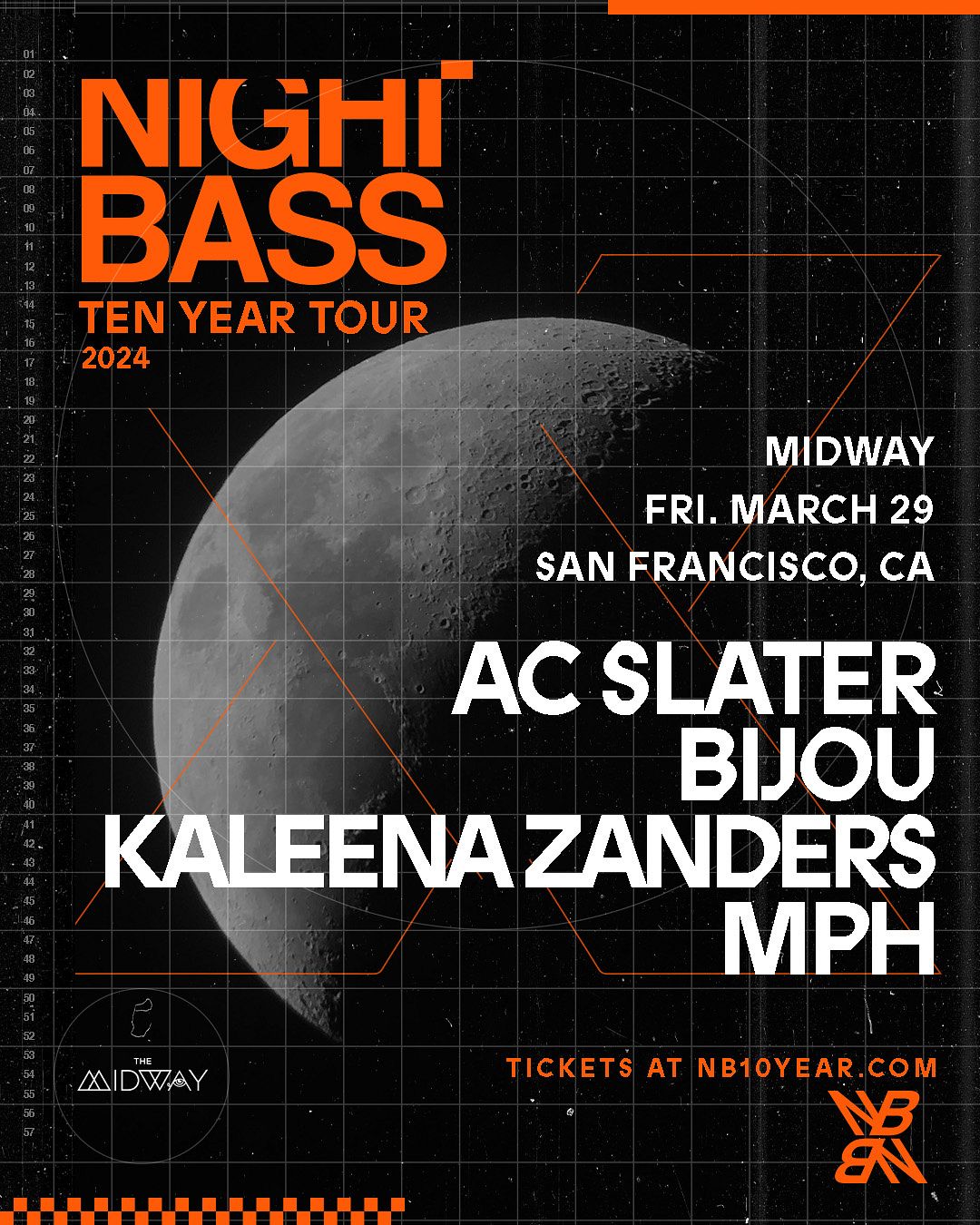 AC Slater Night Bass Ten Year Tour 2024 Tickets at The Midway in San ...