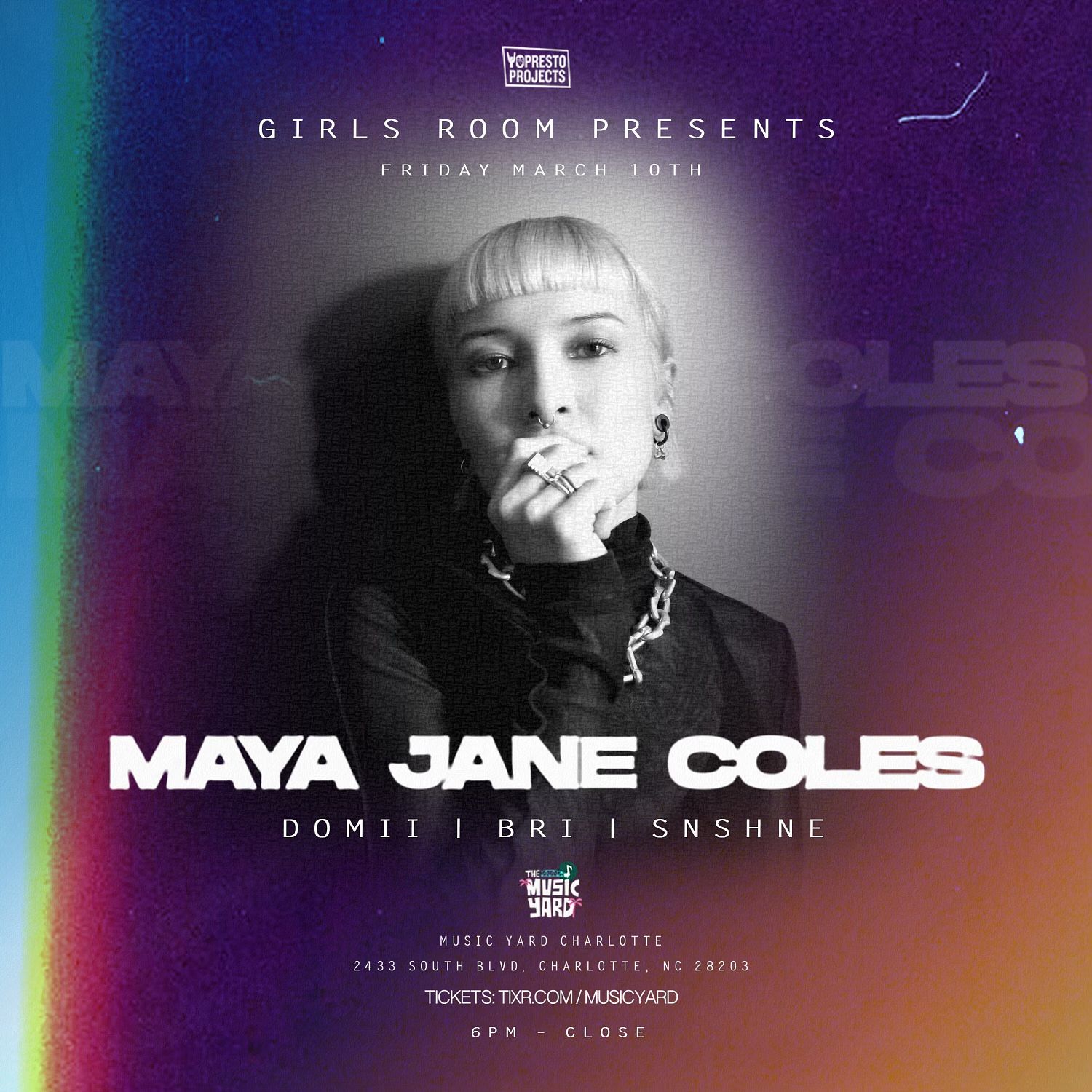 Girls Room ft. Maya Jane Coles Tickets at Music Yard in Charlotte by ...