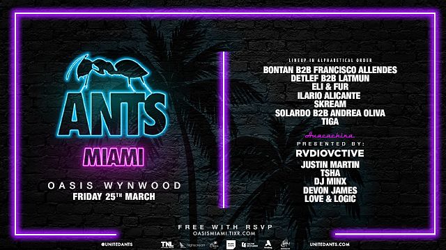ANTS Miami Tickets at Oasis Wynwood in Miami by Oasis Wynwood | Tixr