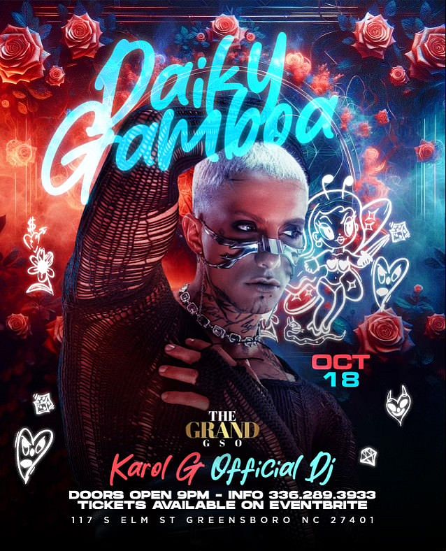 Daiky Gamboa Karol G Official DJ Tickets at THE GRAND GSO in Greensboro ...