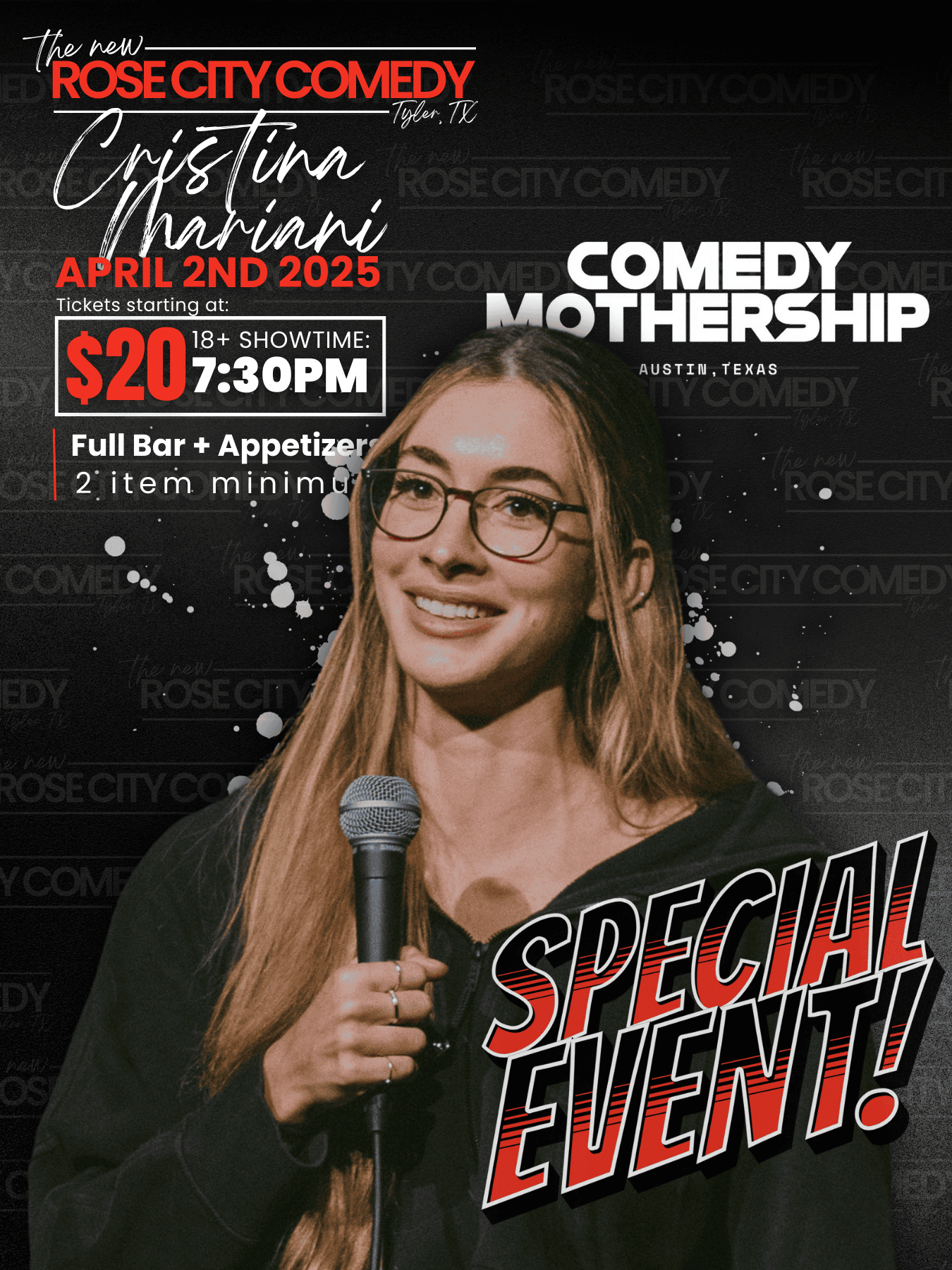 CRISTINA MARIANI Tickets at Rose City Comedy in Tyler by Rose City ...