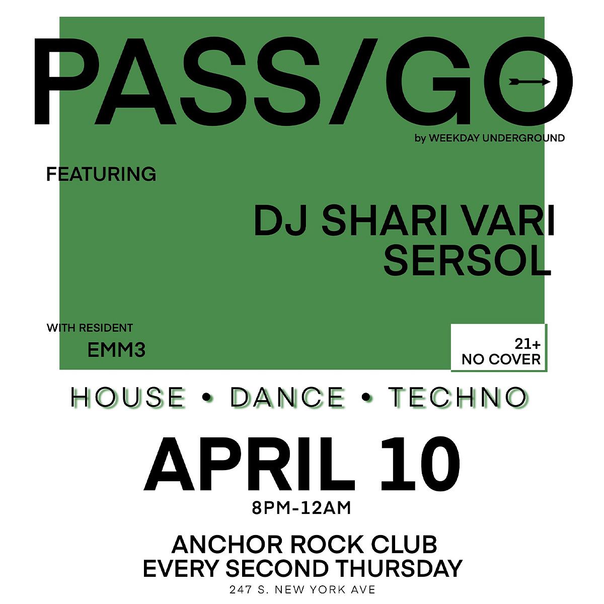 Pass/Go -MONTHLY DJ DANCE PARTY Tickets at Anchor Rock Club in Atlantic ...