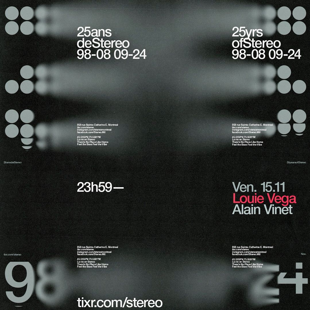 25 YEARS : LOUIE VEGA | ALAIN VINET Tickets at Stereo in Montréal by ...