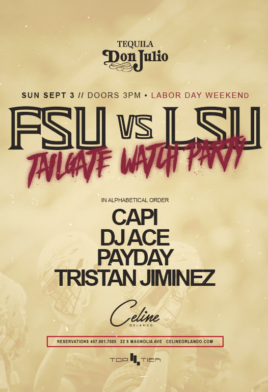 LSU vs FSU Tailgate Watch Party Tickets at CELINE ORLANDO in Orlando by ...