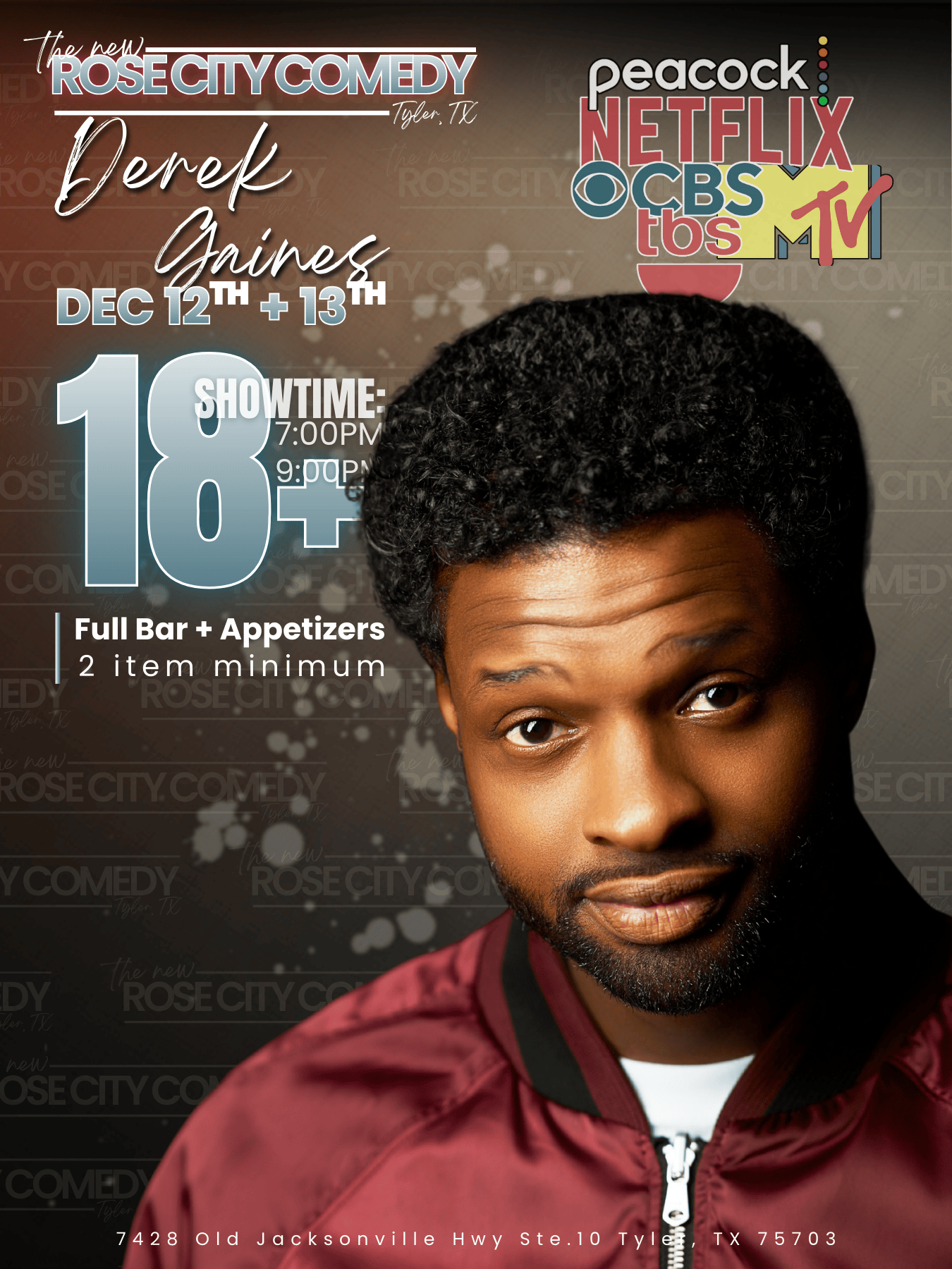 DEREK GAINES Tickets at Rose City Comedy in Tyler by Rose City Comedy Club | Tixr