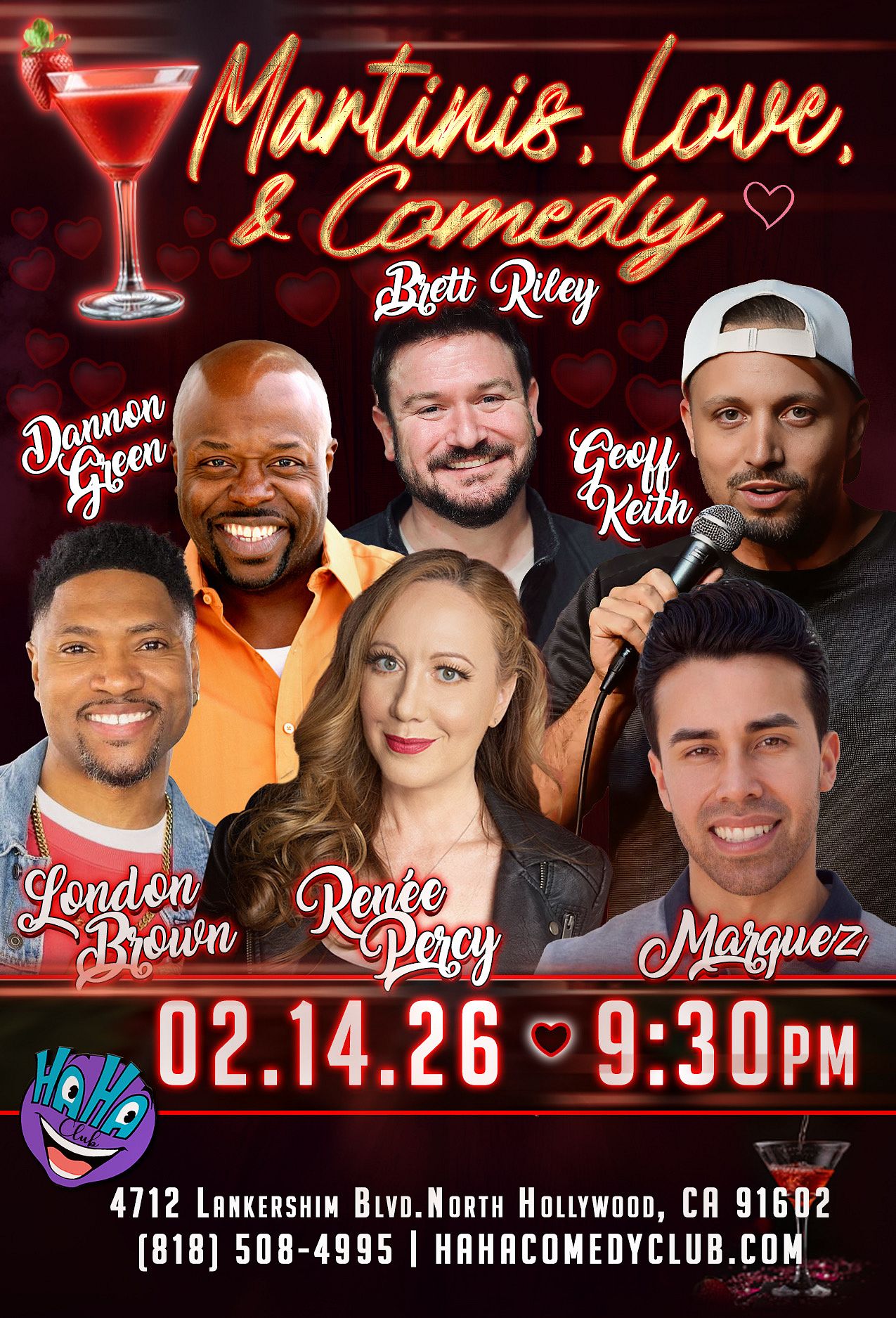 Martinis, Love & Comedy: Valentines Day Show Tickets at Ha Ha Comedy ...