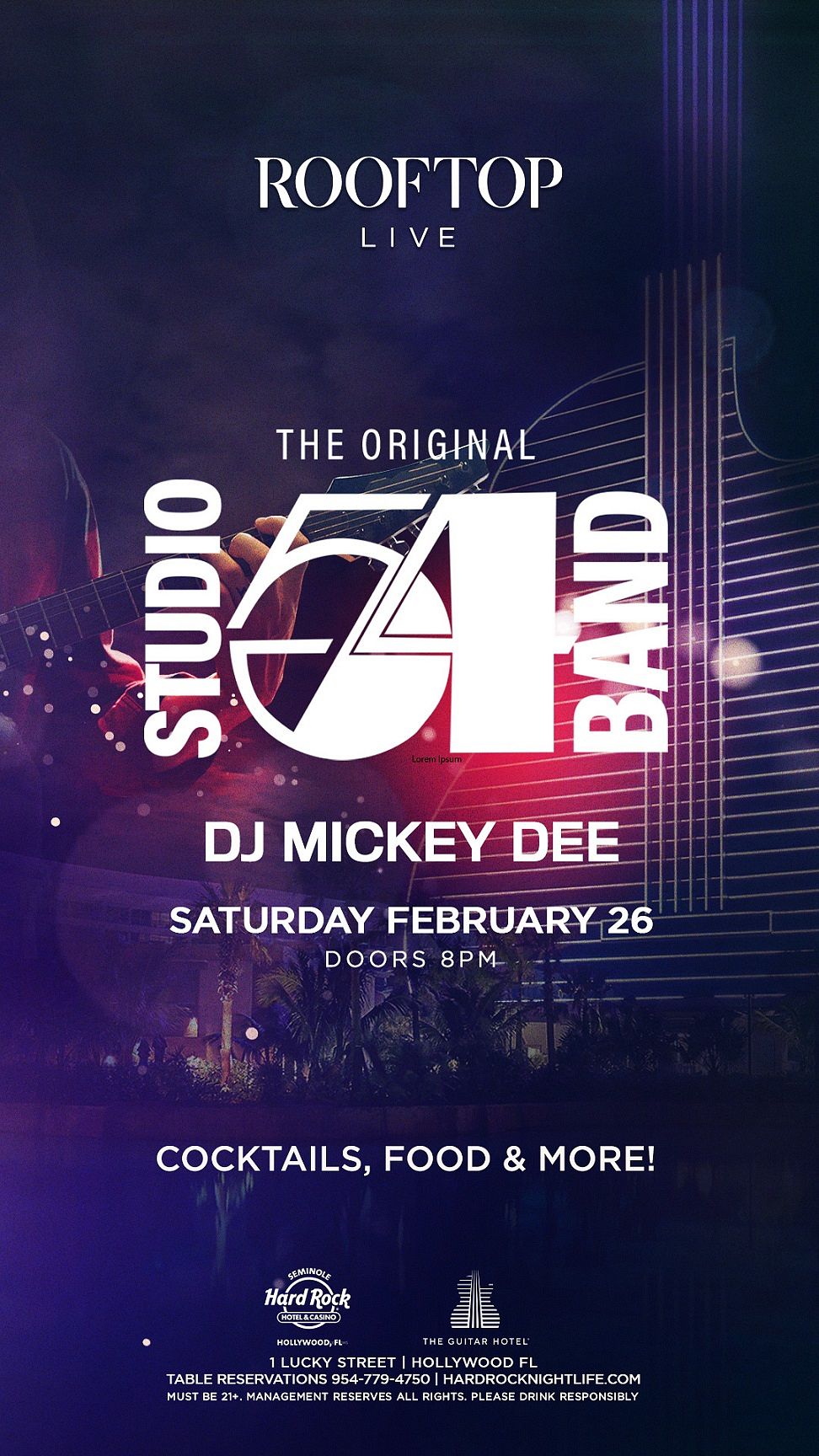 Studio 54 Band | Rooftop Live - Hardrock Holly Tickets at Rooftop Live ...