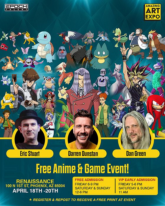 Free Anime & Game Art Expo - Phoenix - Featuring the Voices of Pokémon ...