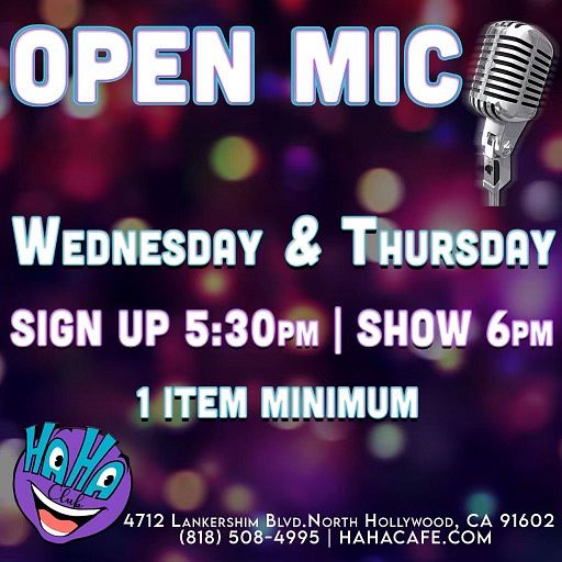 OPEN MIC NIGHT Tickets at Ha Ha Comedy Club in Los Angeles by Haha ...