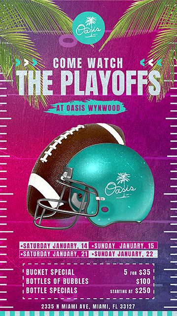 NFL PLAYOFF VIEWING PARTY Tickets at Oasis Wynwood in Miami by Oasis ...