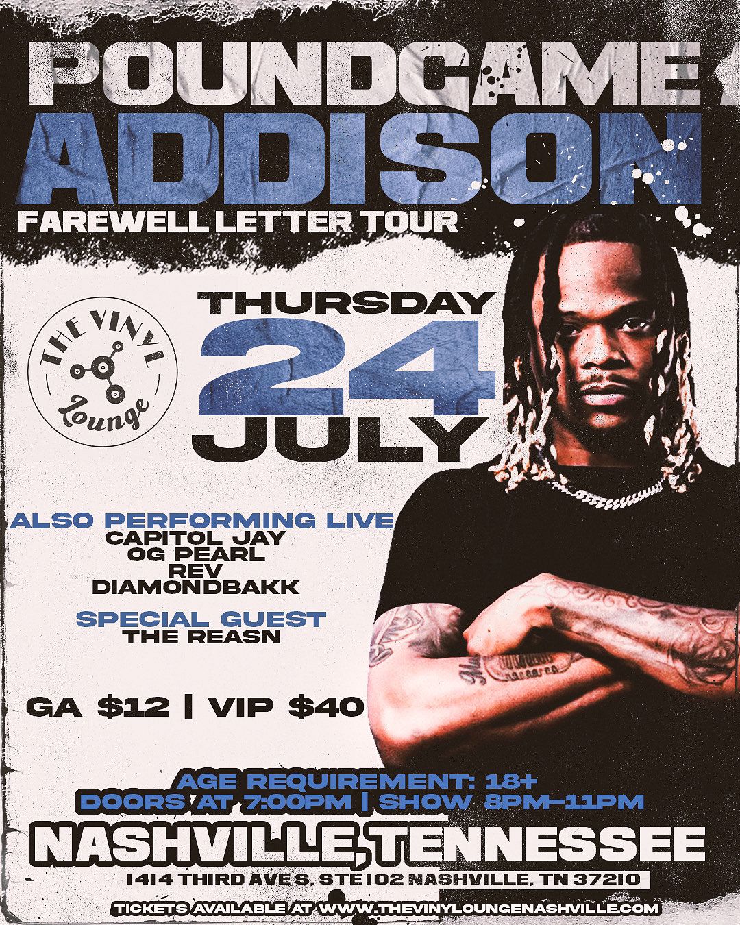 POUNDGAME ADDISON FAREWELL LETTER TOUR Tickets at The Vinyl Lounge in ...