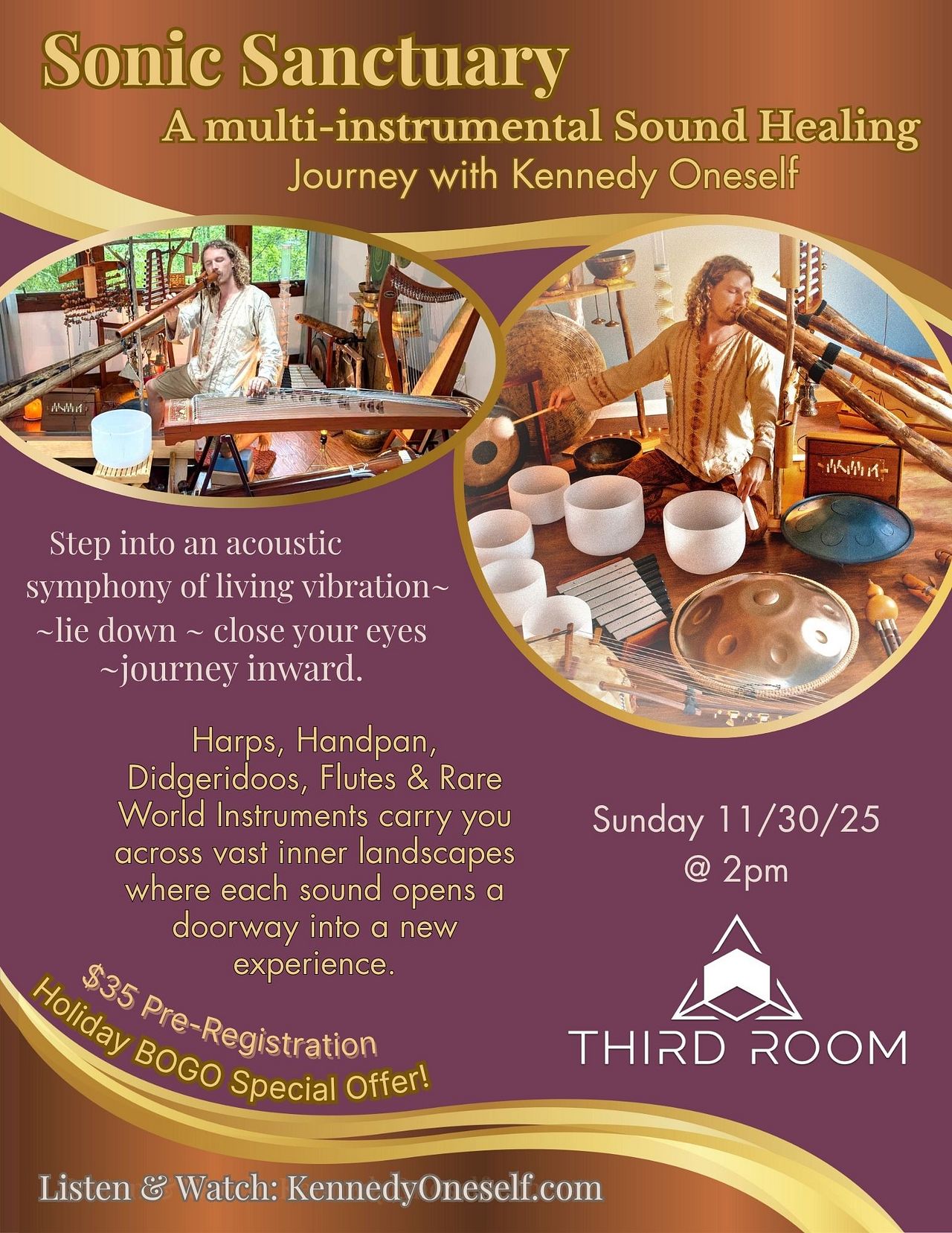 SONIC SANCTUARY Sound Healing with Kennedy Oneself Tickets at Third ...