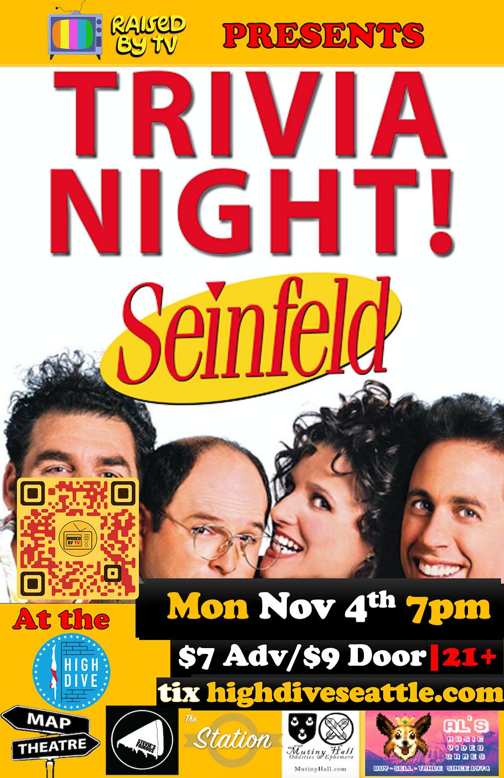 RAISED BY TV: SEINFELD Trivia Night! Tickets at High Dive in Seattle by ...