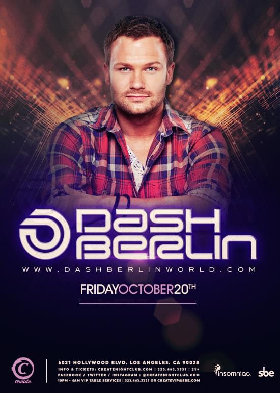 Dash Berlin Tickets at Create Nightclub in Los Angeles by Create ...